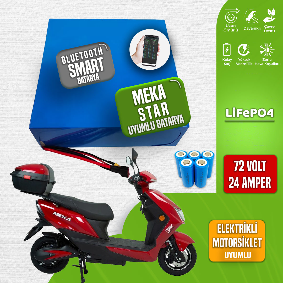 Meka Star 72 Volt 24 Amper LiFePO4 Smart Batarya - 18,829.45 TL