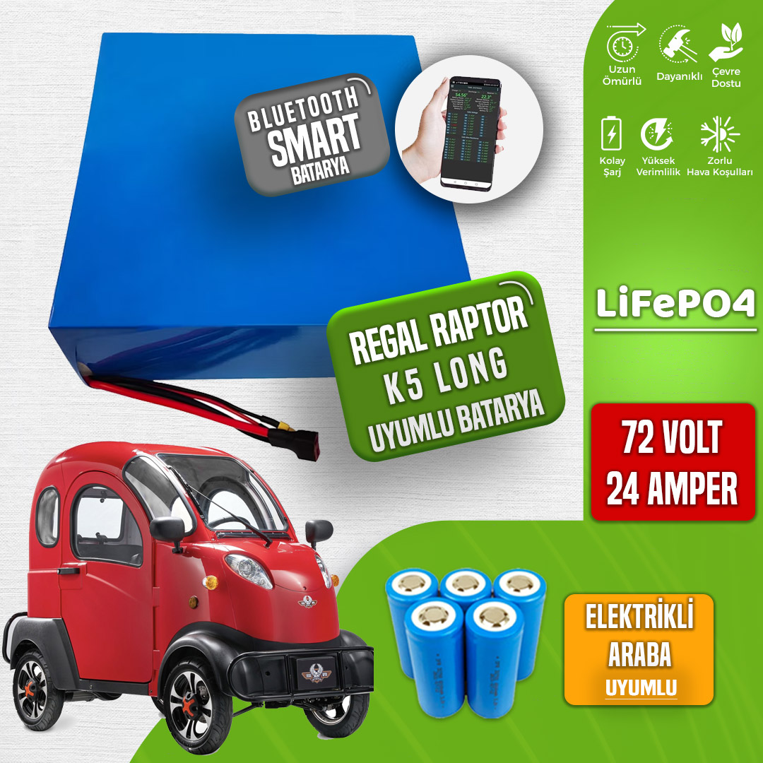 Regal Raptor K5-LONG Elektrikli Araba Bataryası 72 Volt 72 Amper Smart ...