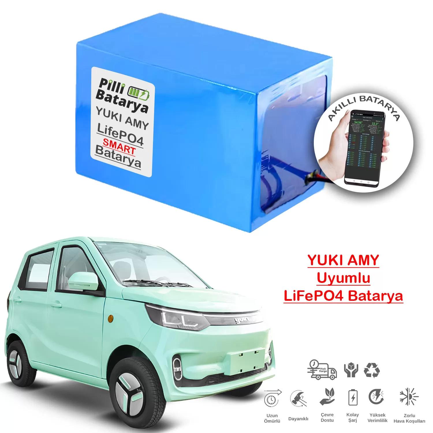 Yuki Amy Elektrikli Araba Bataryası 72 Volt 24 Amper Smart LiFePO4 ...